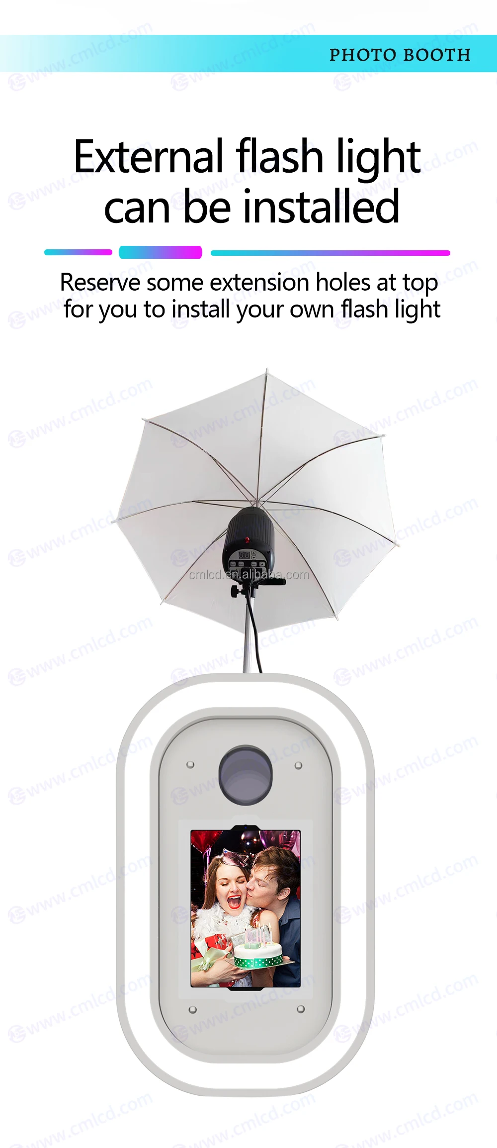 Salsa Ipad Dslr Photo Booth With Case Oval Mirror Shell Having Fun