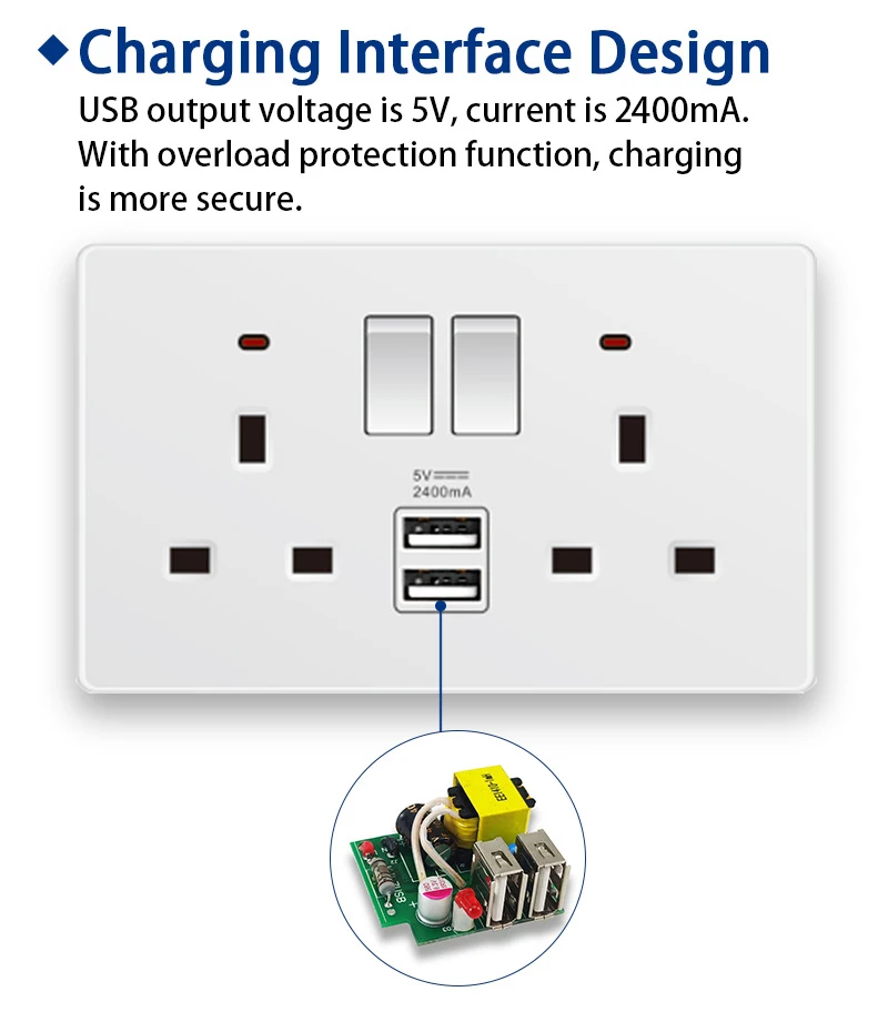 Saudi UK Standard Electrical Socket 4 Gang 1 Way Big Push Button ...