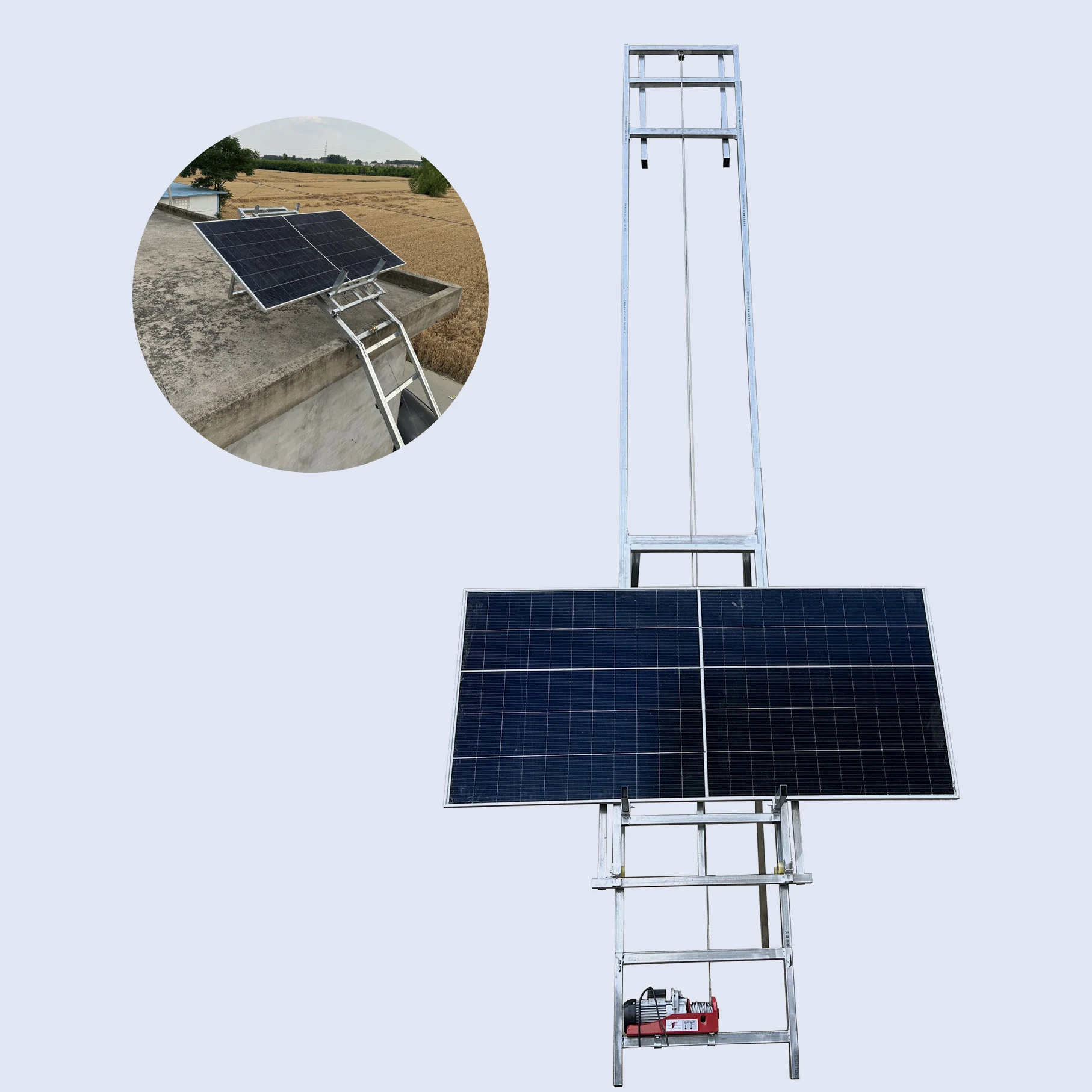 New 220V Steel Solar Panel Lift Electric Roof Lift with Safe Wire Rope ...