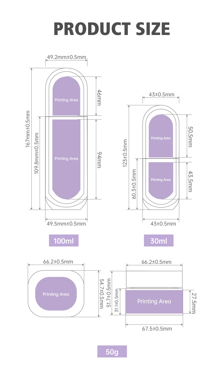 Custom Flat Capsule Shape 50 g 30 100ml Cream Jar Cosmetic Empty ...