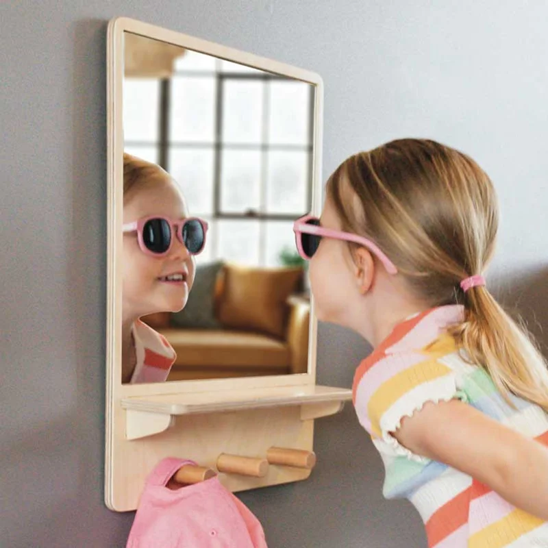 Montessori Self Care Station Kids Mirror With Shelf For Toddlers To ...