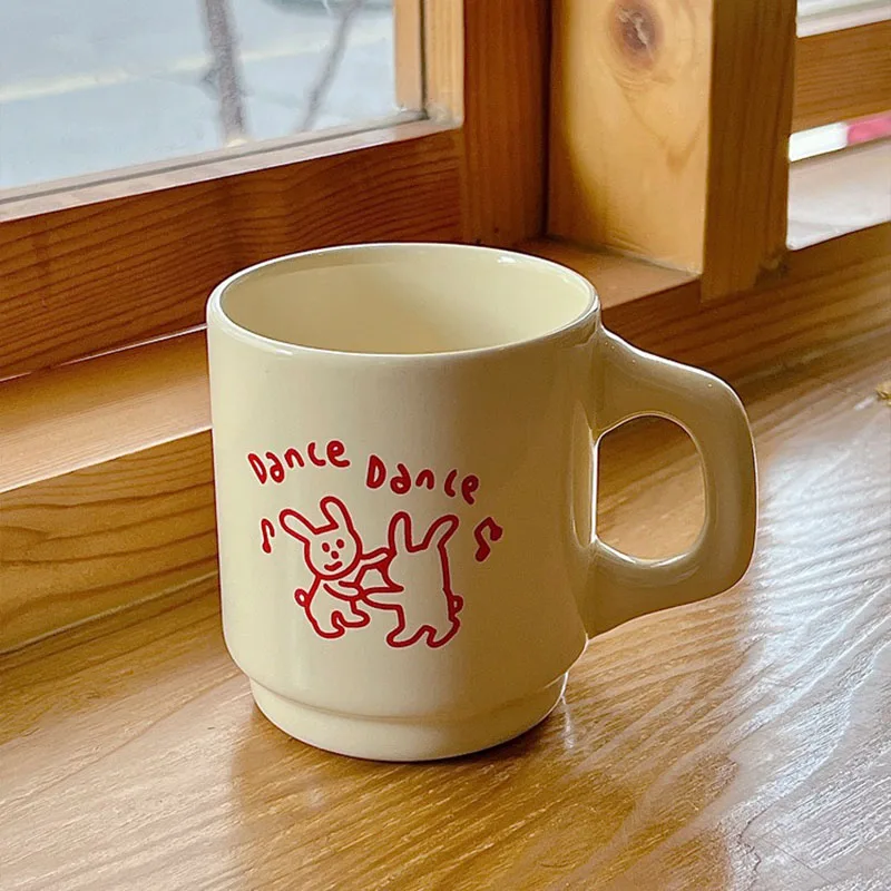 New Ins Style Dancing Rabbit Ceramic Mug Red Milk Coffee Mug| Alibaba.com