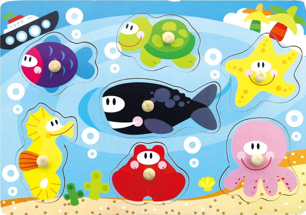 Colorful Wooden Marine Animal Jigsaw Puzzle - Buy Wooden Marine Puzzle ...
