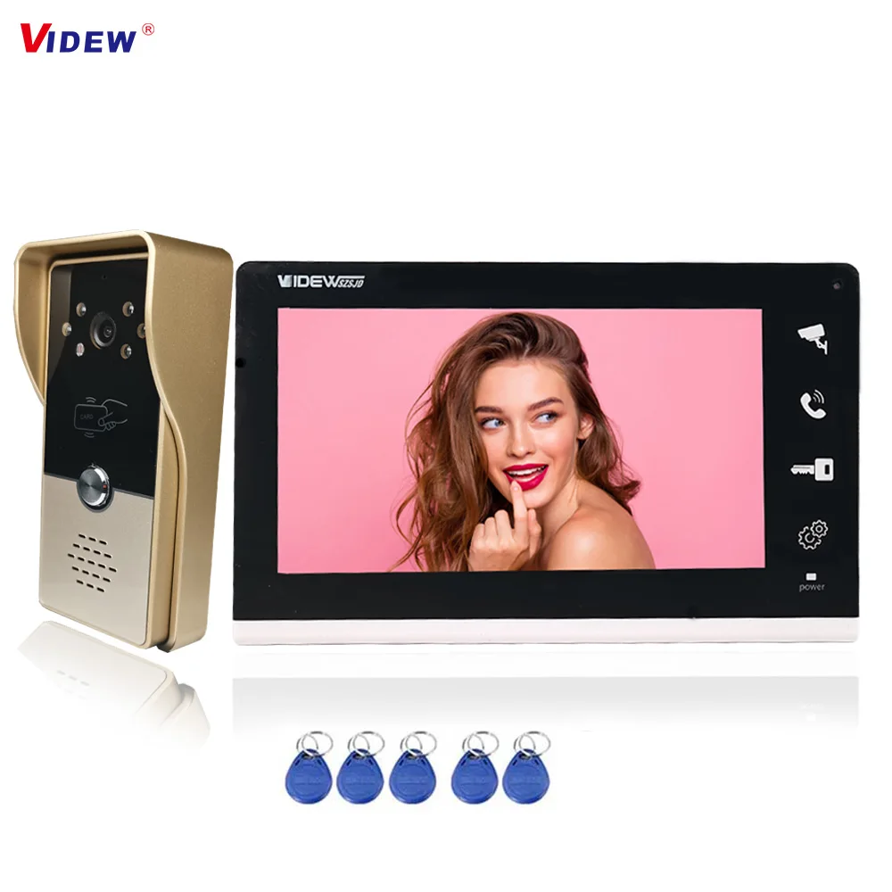 Videw 7 Inch Night Vision Door Entry Wired Video Intercom System Rfid ...