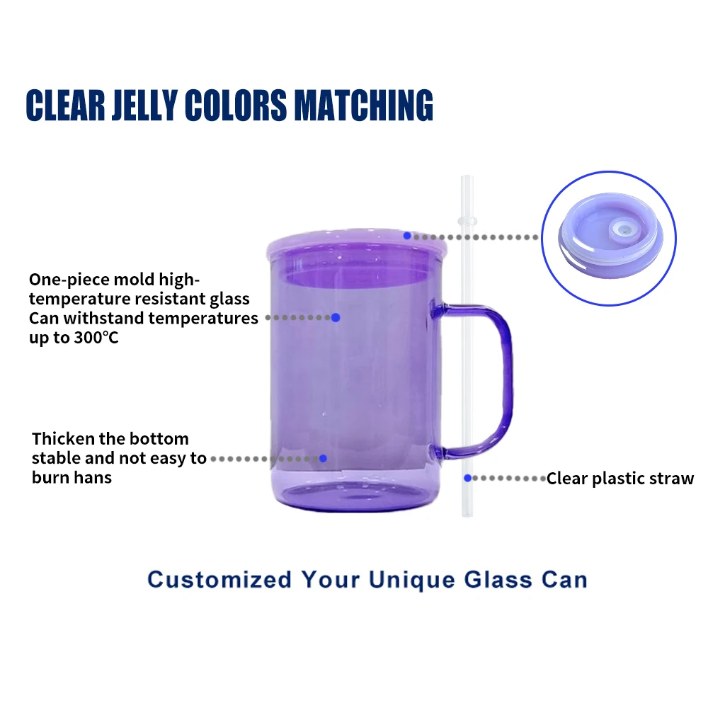 Usa Warehouse 17oz Sublimation Blanks Clear Cady Colorful Jelly Glass ...