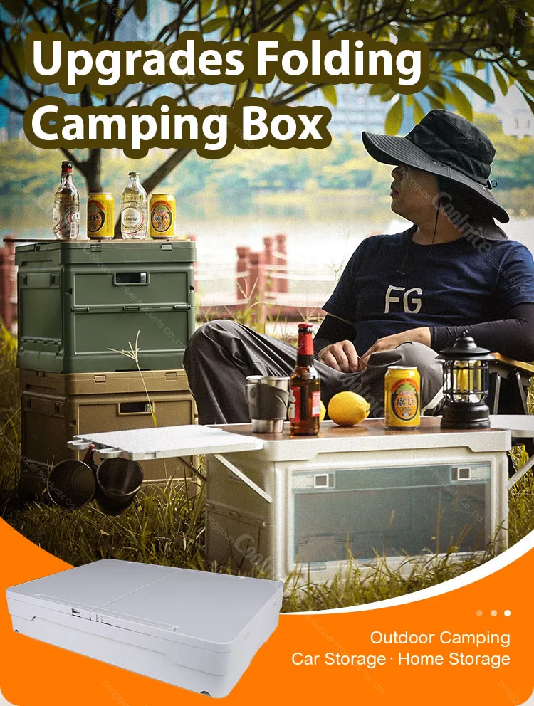 50l Large Wooden Cover Movable Car/kitchen Storage Camp Mobile Box ...