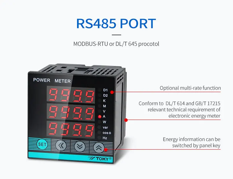 Smart Multifunction 3 Phase Electric Meter Digital Lcd Display Energy ...