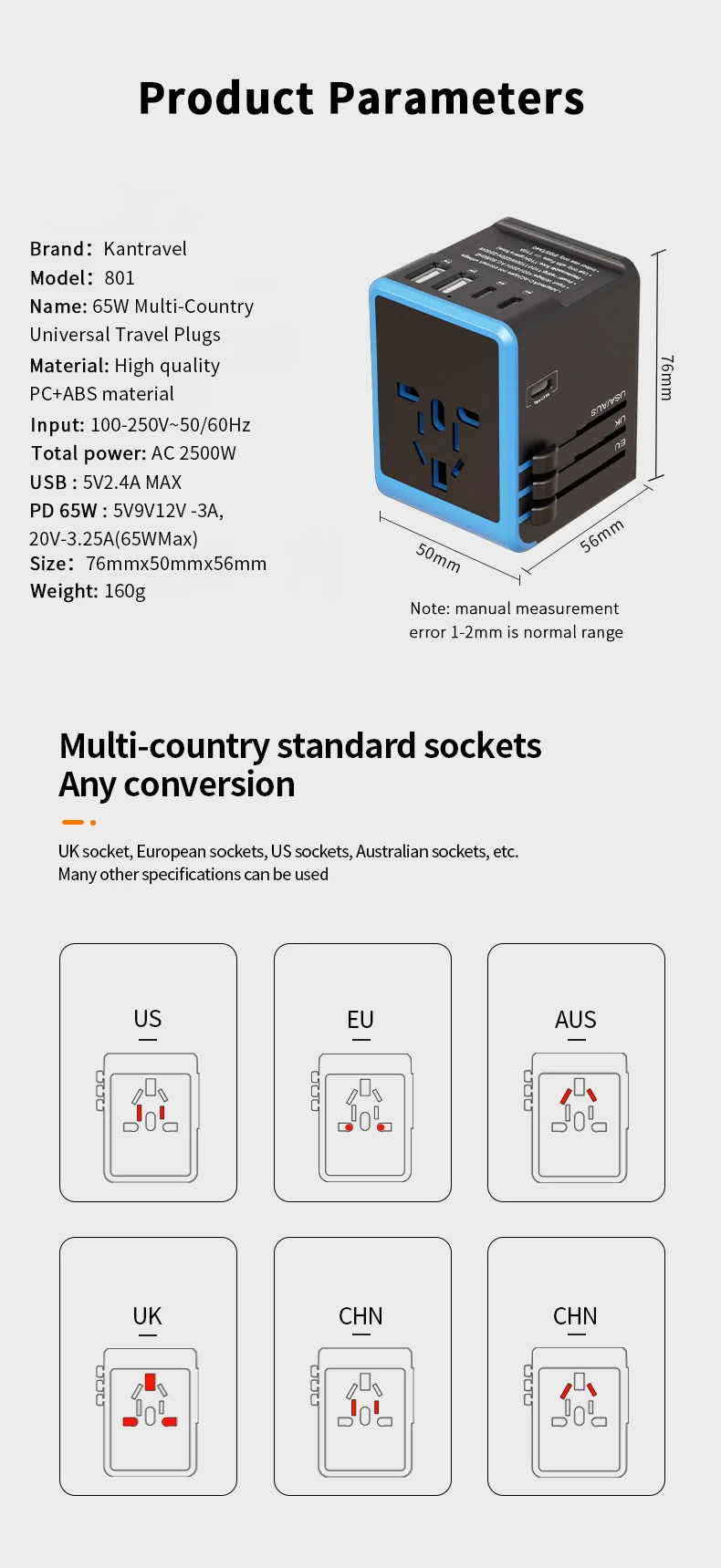 3.6a International Universal Travel Adapters Socket Plug With Usb And ...