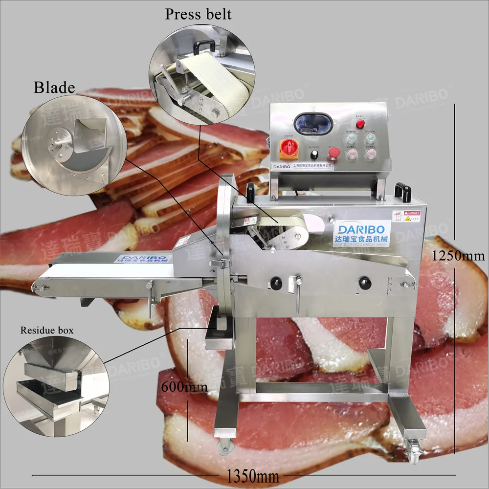 Industrial Pork Beef Bacon Slicing Cooked Meat Cutting Machine Sausage ...