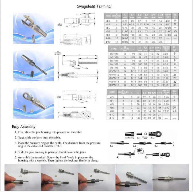 Swageless Jaw Terminal Wire Rope Swageless Thread And Eye Terminal ...