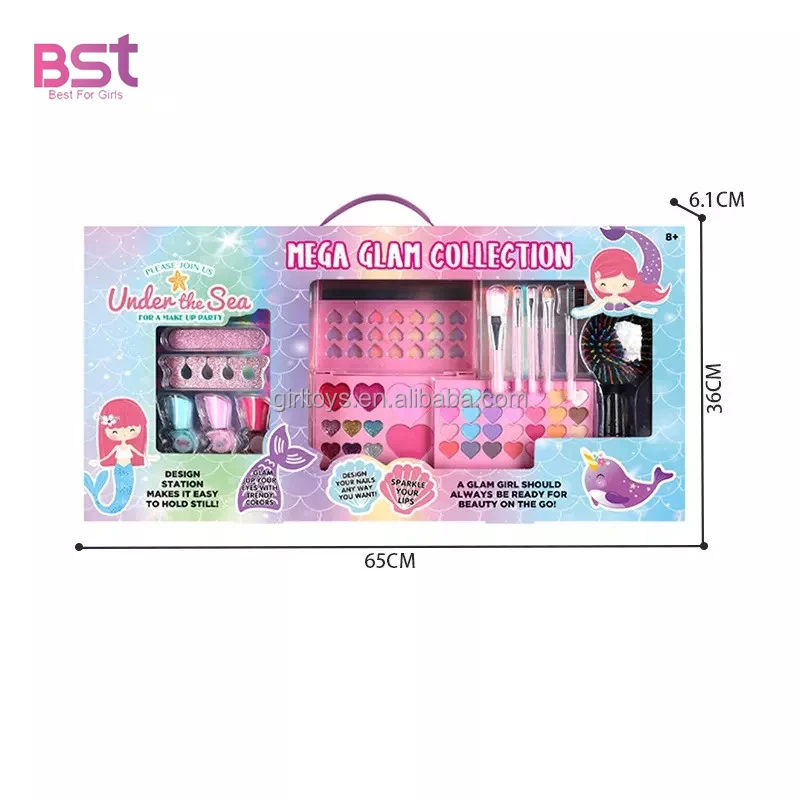 Bst Custom Makeup Palette Cosmetics Toy Kids Make Up Kit Real Washable ...