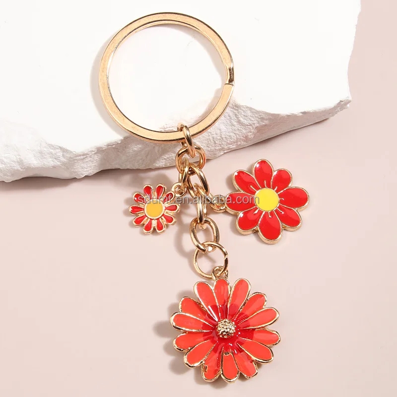 Hot Sale Supply Women's Flower Bag Charms Enamel Keychain Purse ...