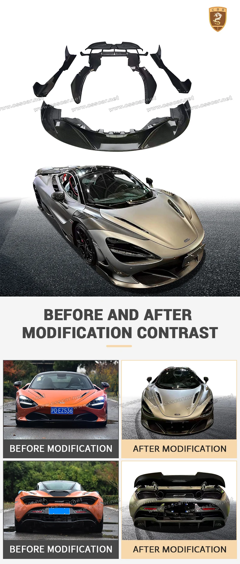 RYFT Style Carbon Fiber Body Kit for Mclaren 720s