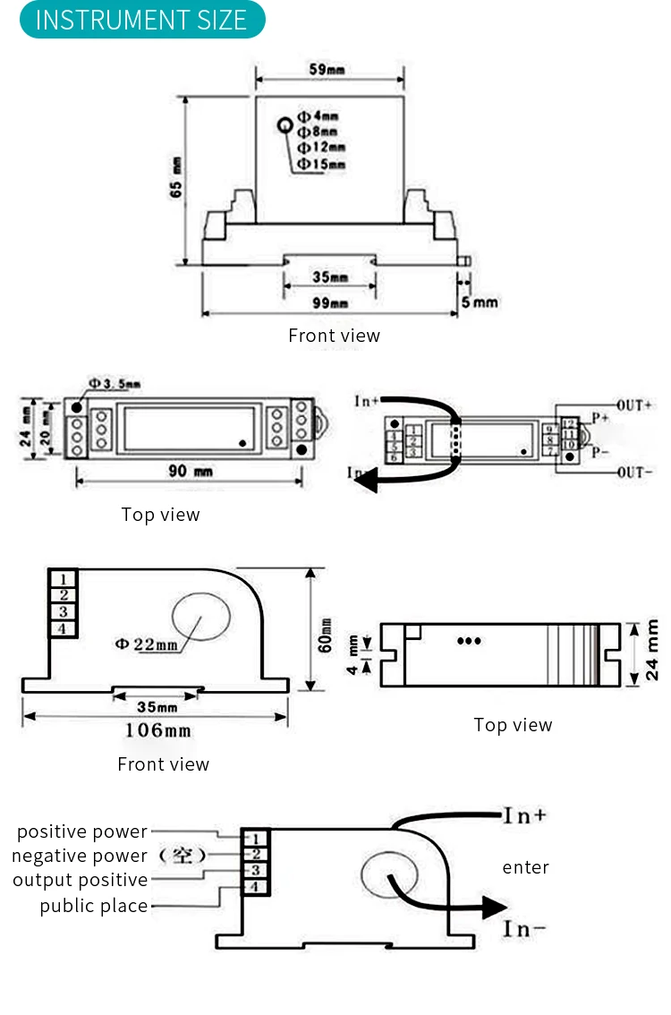 AC0-500mA Hall Current Sensor Monitor Closed loop AC DC Current ...