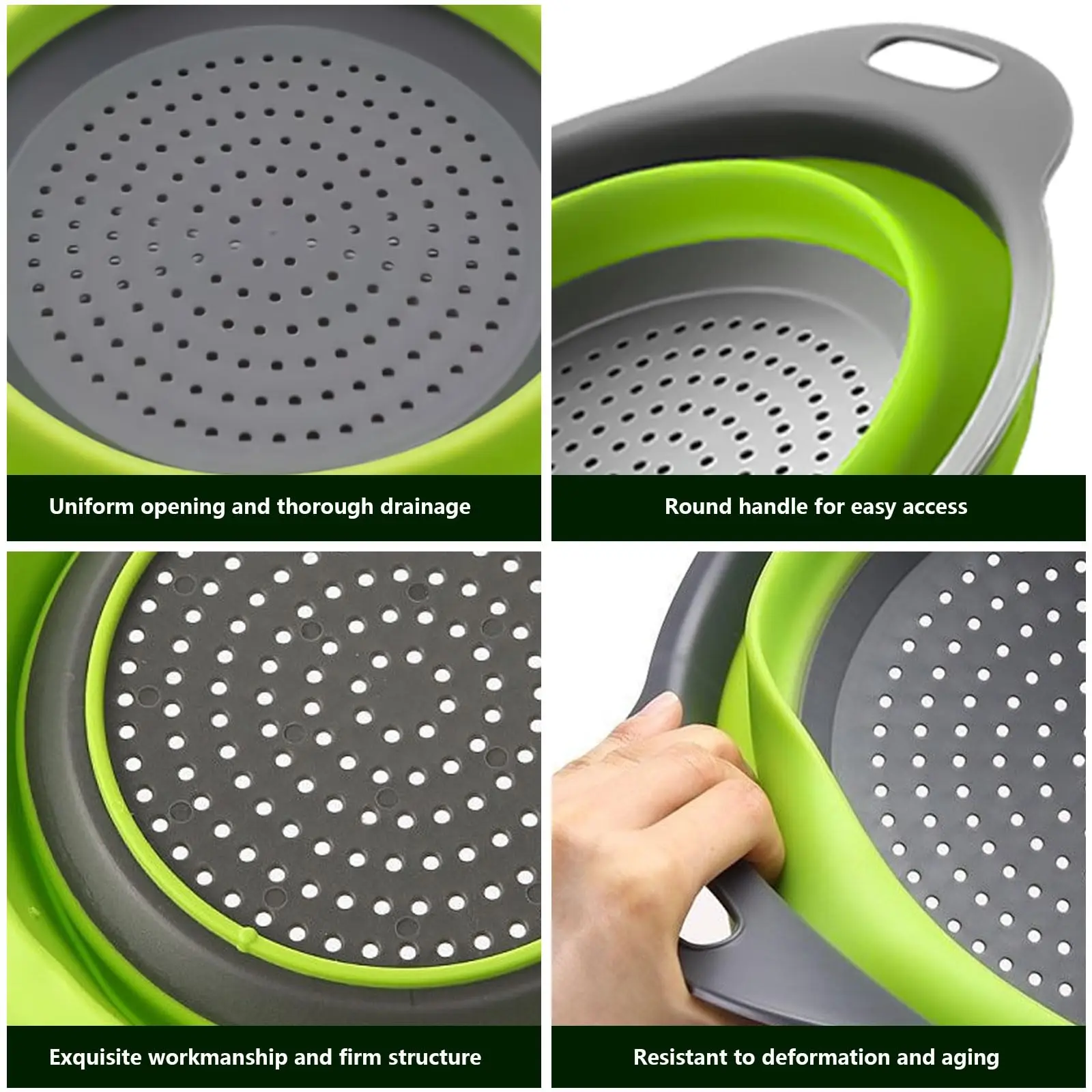 Collapsible Space-Saving Kitchen Strainer Food-Grade Silicone Folding ...