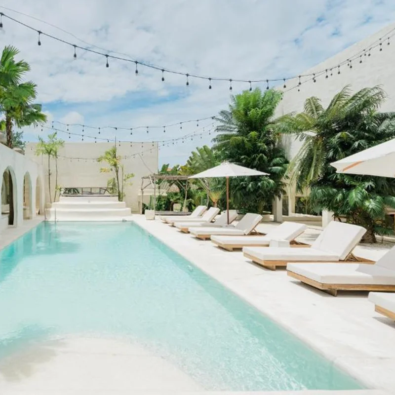 Wood Sunbed With Canopy Umbrella 10 Swimming Pool Outdoor Furniture For ...