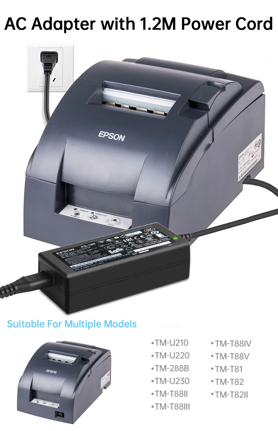 Original AC AD Adapter Power Supply for PS-180 & TM Printers