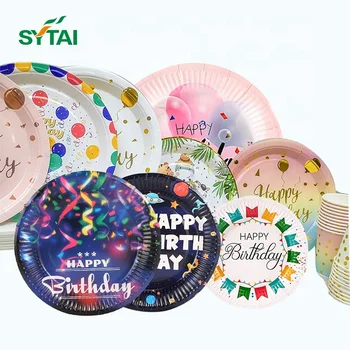 Custom Printed Paper Plates Party Supplies Compostable Birthday Paper ...