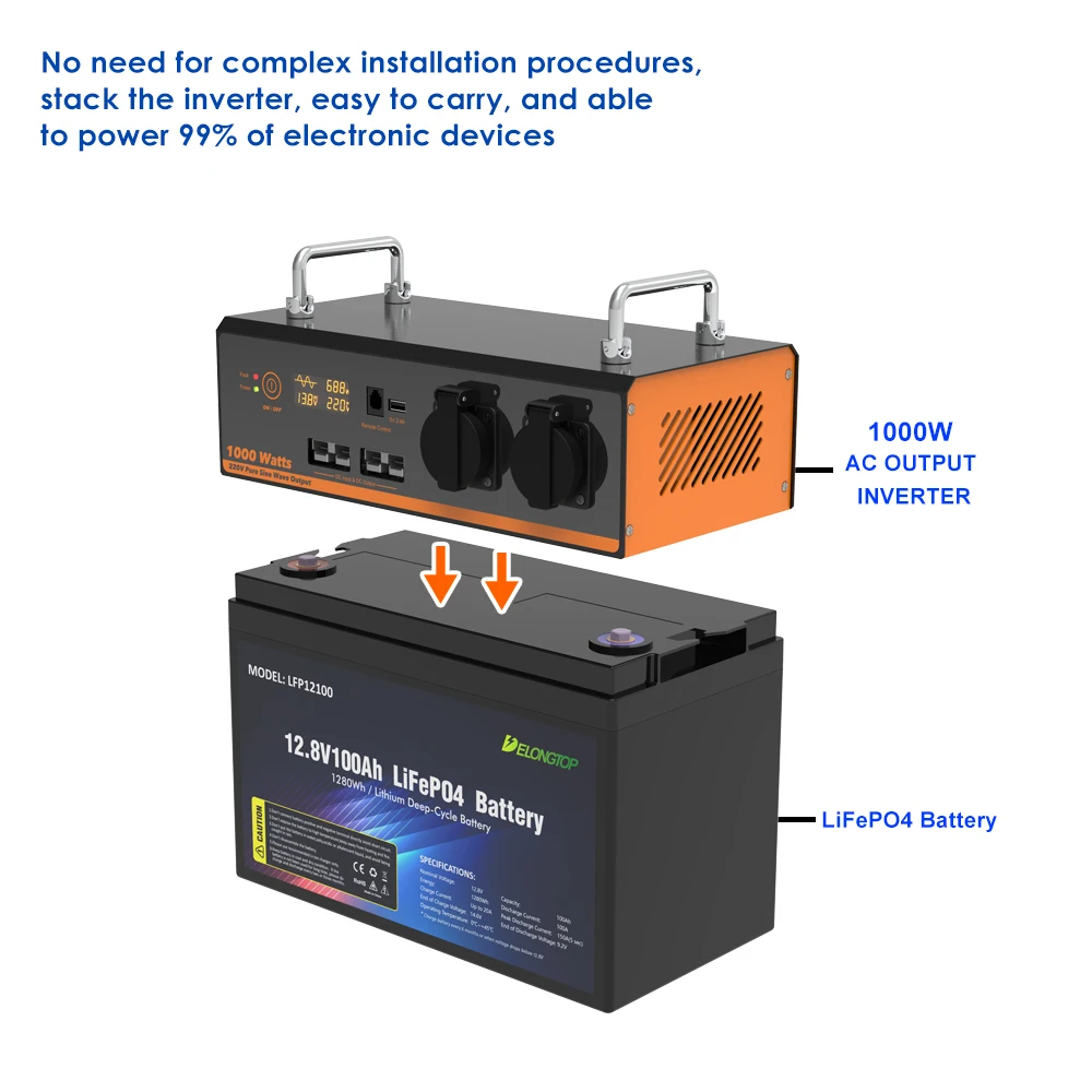 BYD 12V Lifepo4 Batteries with 1000W Inverter - Smart BMS