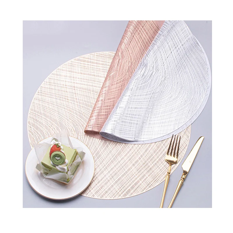 Custom Packing Round Table Mat 38cm Silver Quicksand Geometric Line ...