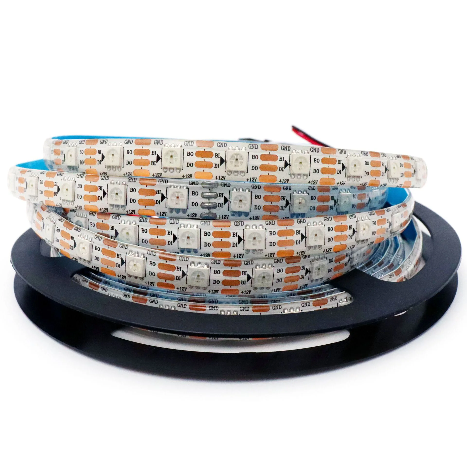 5v Ws2812b Led Strip 5m 30 60 96 100 144 Pixel Ip65 Black Pcb Ws2812b ...