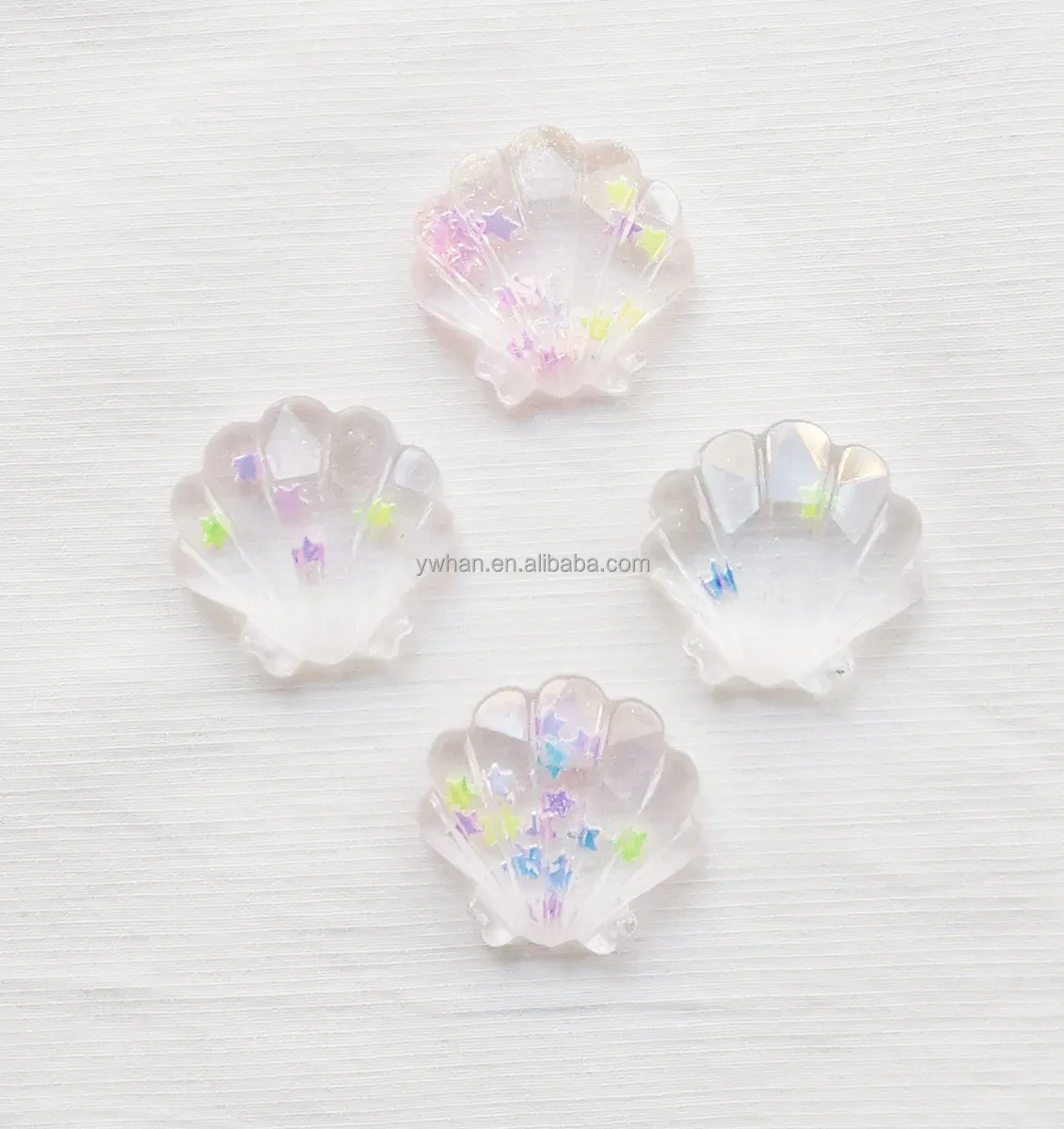 22mm White Transparent Clam With Sequis Resin Stone Glue On Garment As ...