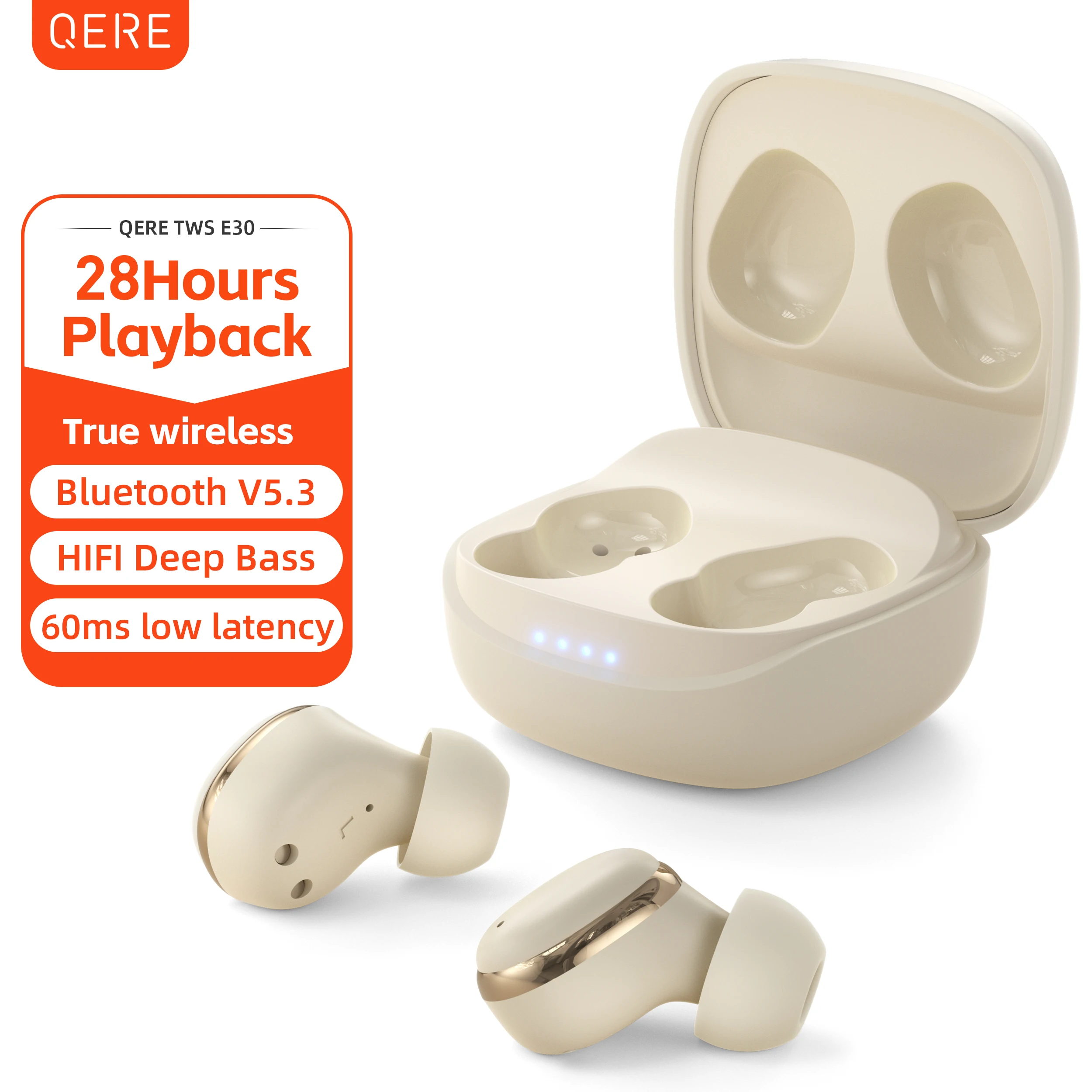 Qere E30 In Ear Tws Sport Headset Noise Cancellation Gaming Blue Tooth ...