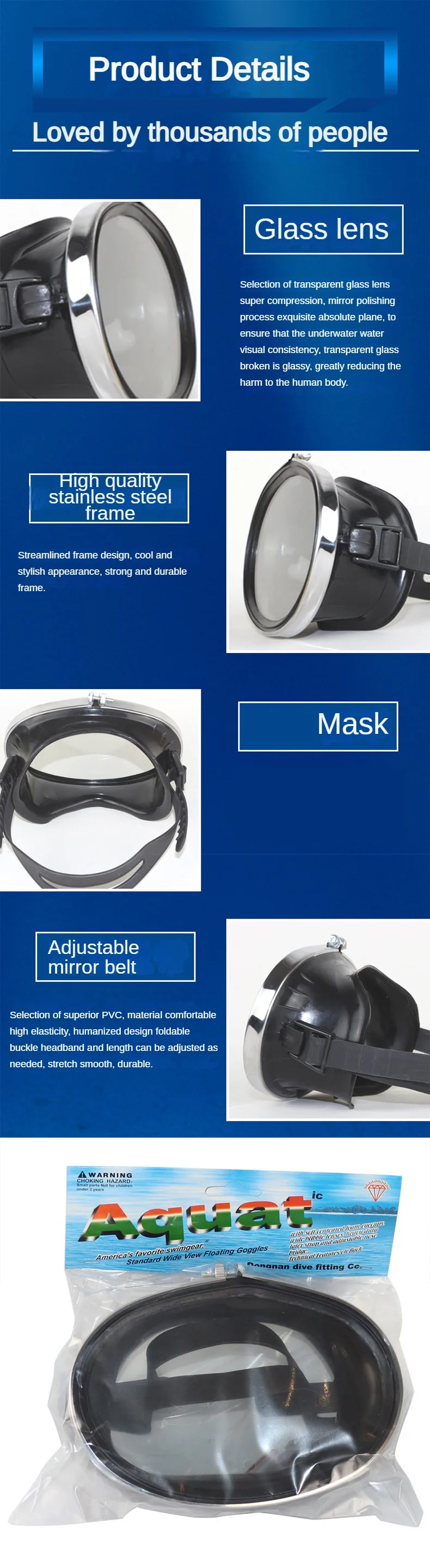 Wholesale Stainless Steel Swimming Diving Gear Goggles Scuba Free Dive ...