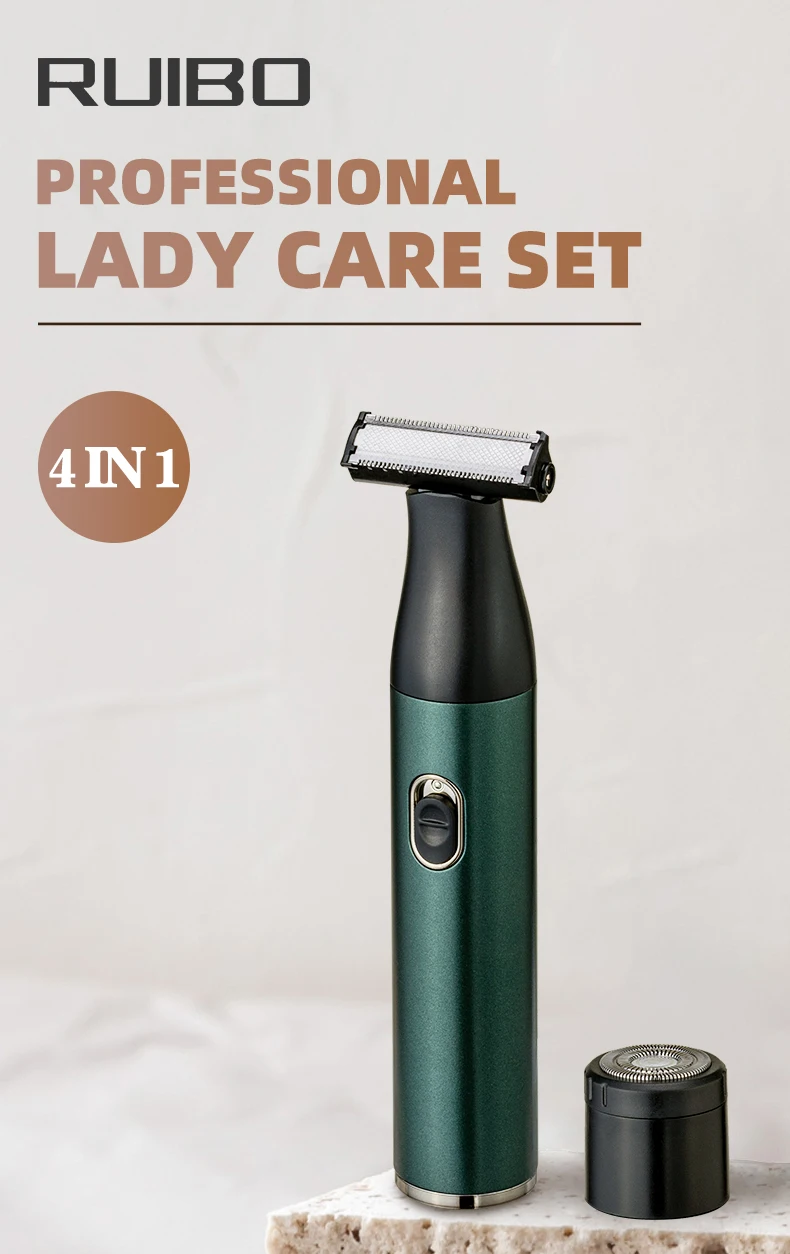 4 in 1 Cordless Rechargeable Nose Hair Trimmer Women Facial Body Hair ...