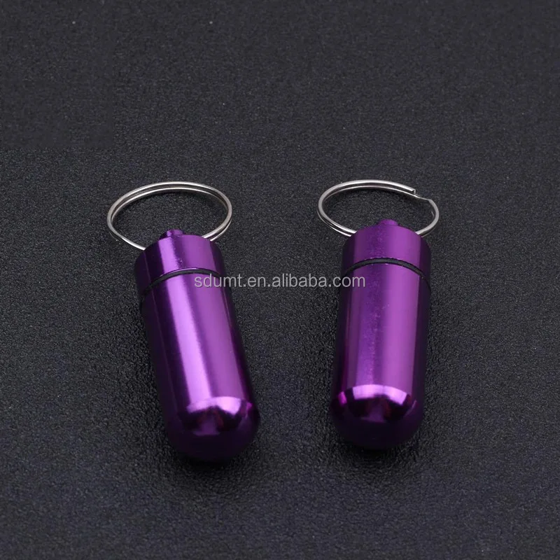 17MM*48MM Aluminum Alloy Medicine Bottle Keychain Case Container ...