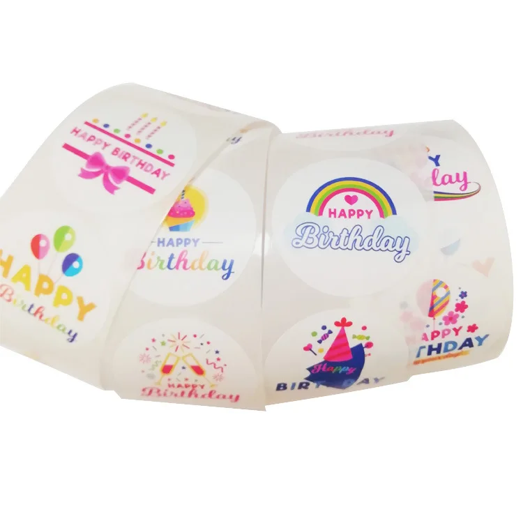 Customized Logo Stickers Happy Birthday Packaging Labels On Roll Gift ...