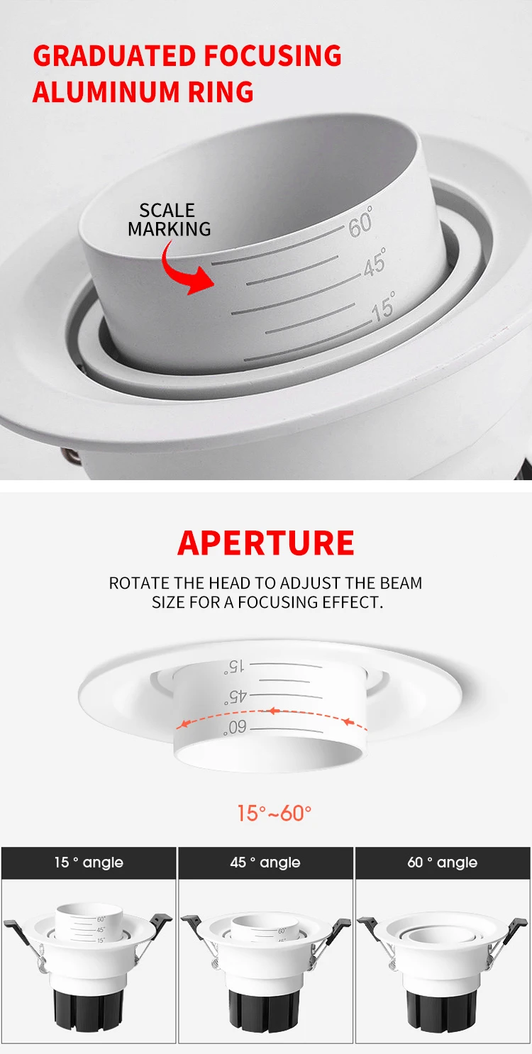 Adjustable Focus 4 Inch Recessed Light Selectable Dimmable CCT Change ...