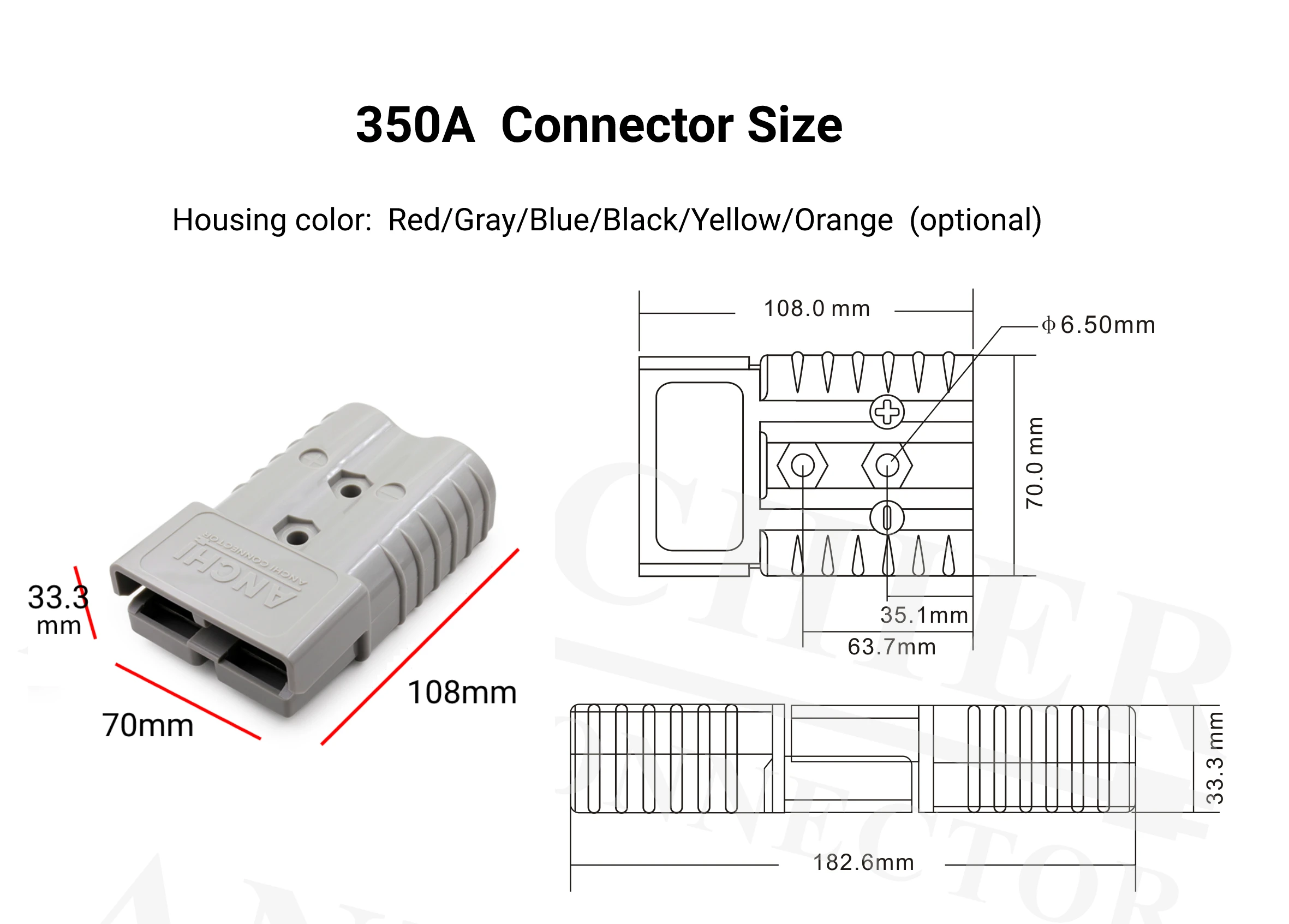 2-pin Connectors With Terminals For Anderson Plug 40a 50a 120a 175a ...