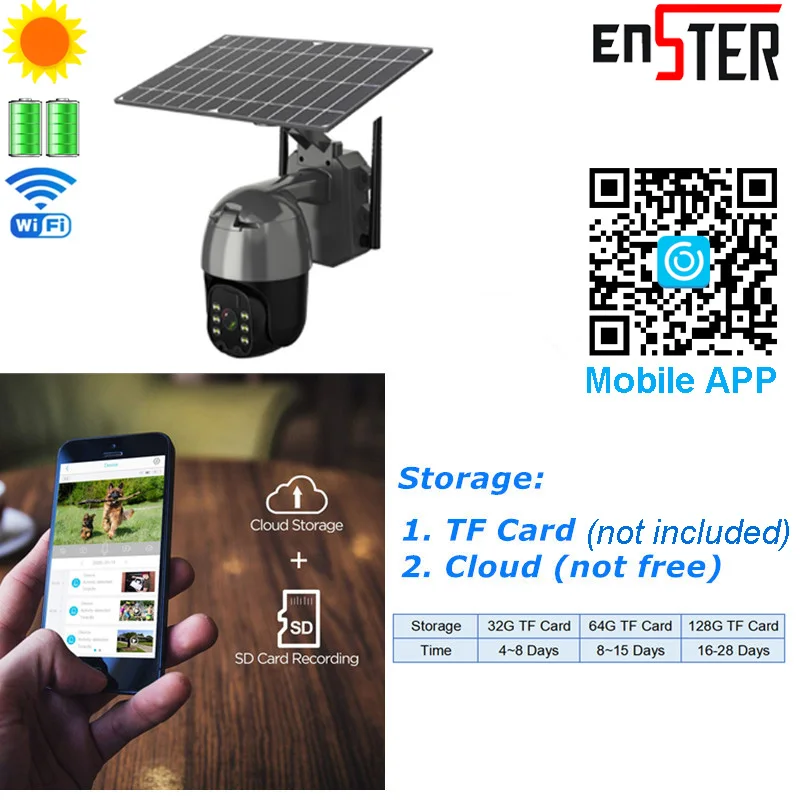 ENSTER Ubox Solar PTZ Camera WIFI Battery Camera Outdoor CCTV ...