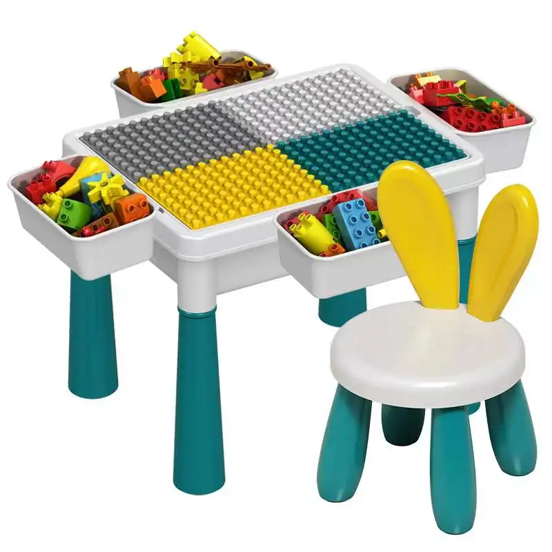 New Design Kids Learning Playing Plastic Toy Building Blocks Table With ...