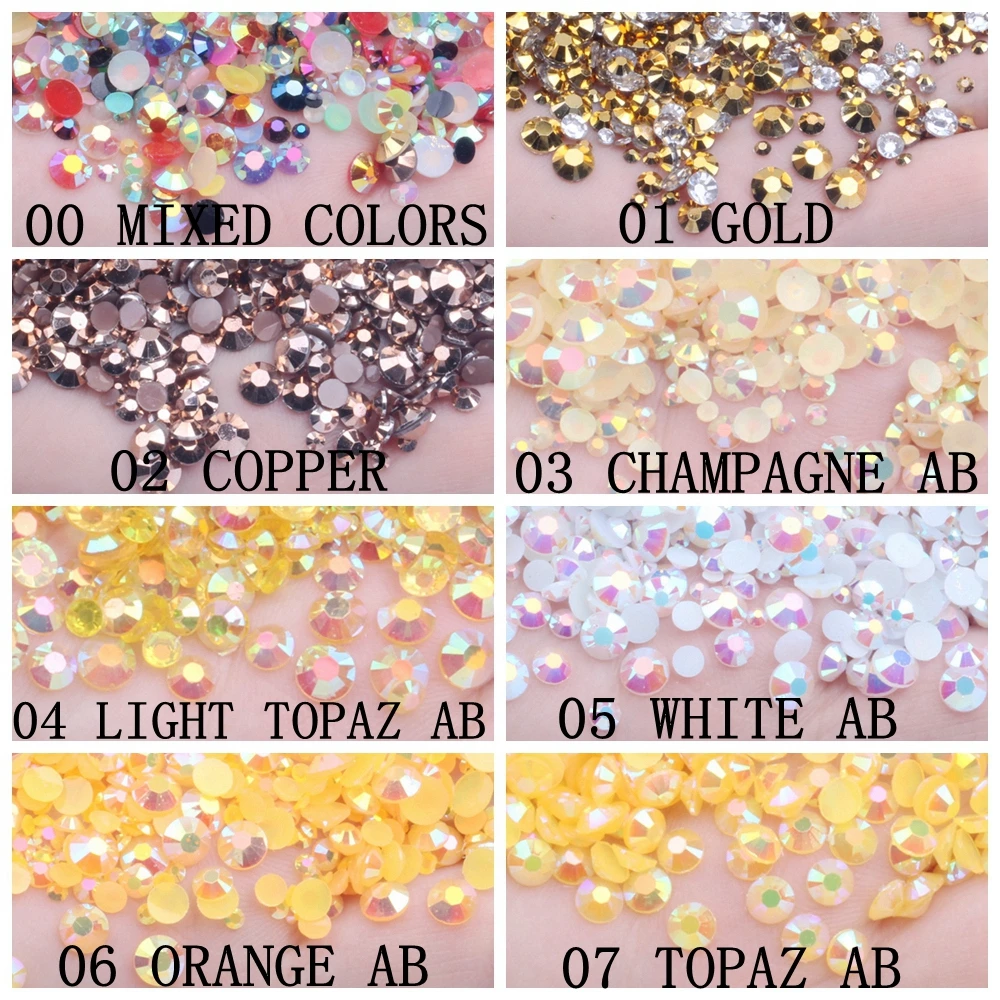 Clear AB Jelly AB Colors 50000pcs 4mm 3D Nail Gems Flatback Round Glue ...