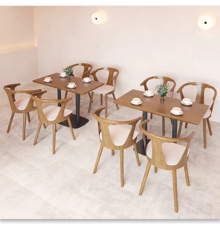 Commercial Restaurant Modern Coffee Table Chair Set Wooden Cafe Table ...