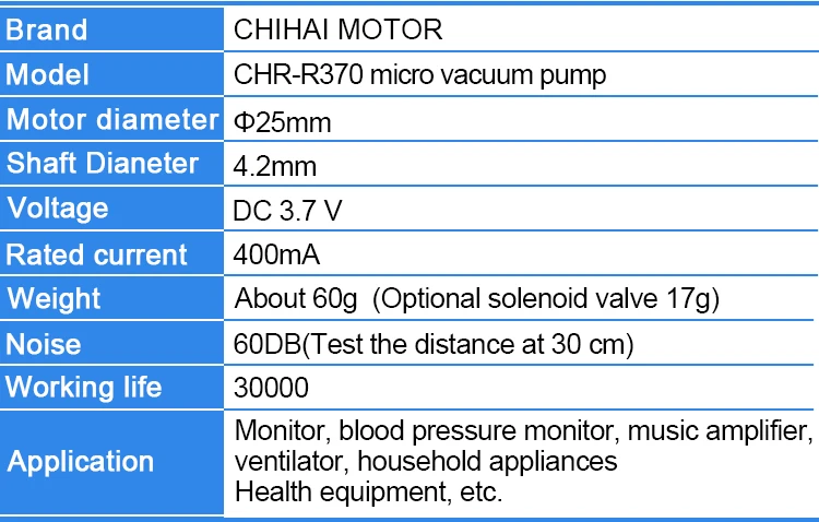 Chihai Motor R370 - Efficient 3.7V Vacuum Pump with Solenoid