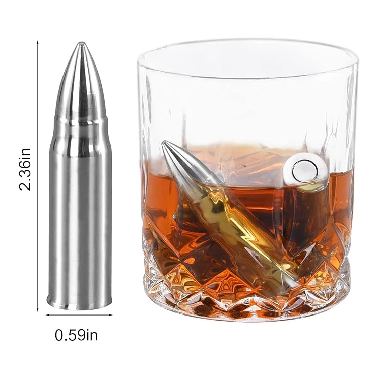 304 Stainless Steel Cooling Ice Grains Whiskey Metal Ice Cube Bullets ...