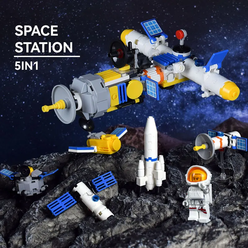 Custom Kids Abs Plastic Mini Aerospace Astronaut Space Station Building ...