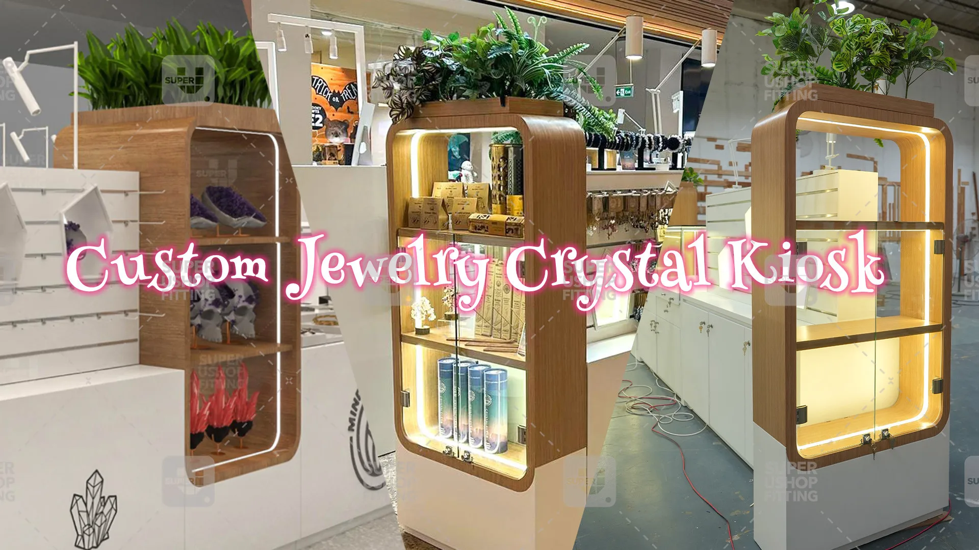 Customized 3d Crystal Mall Kiosk Ideas Mineral Store Showcase Design ...