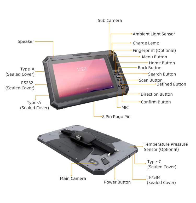 OEM T101 Android 13 IP65 Rugged Tablet PC High-Light 1000nit UHF RFID ...