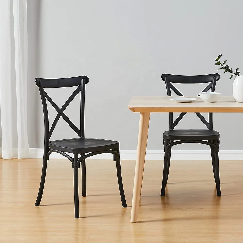 Plastic Cross Back Chair Modern Dining Chairs White Black Cross Back ...