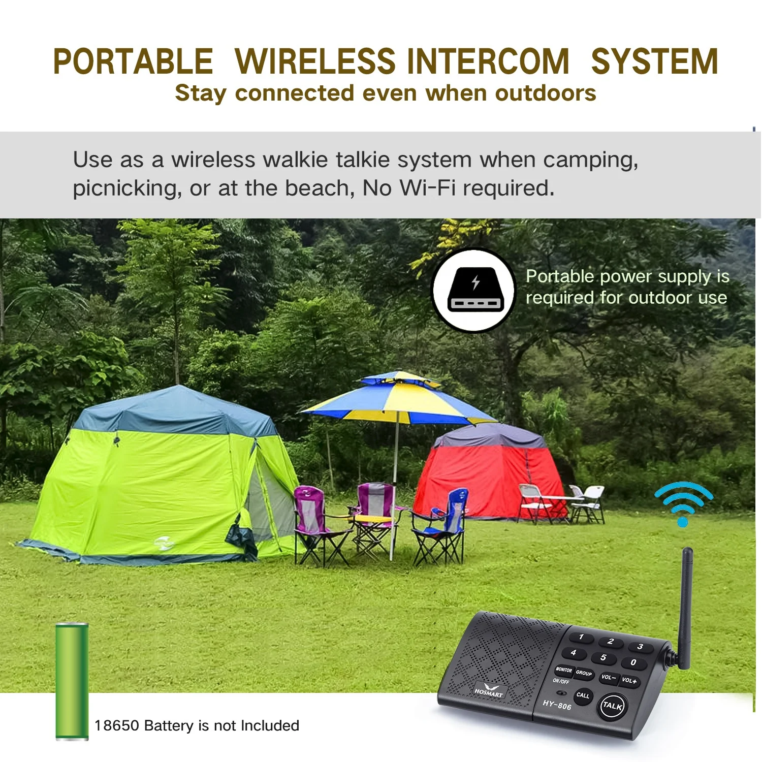 HOSMART Portable Wireless Intercom System - 1500FT Range