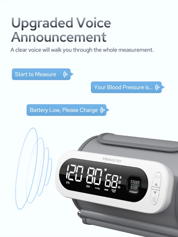 TRANSTEK Blood Pressure Monitor - High Accuracy & Bluetooth