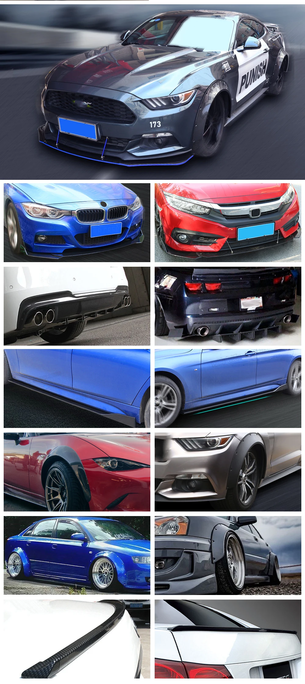 Car Universal Front Bumper Lip Carbon Fiber Rubber For Bmw E90 Side ...