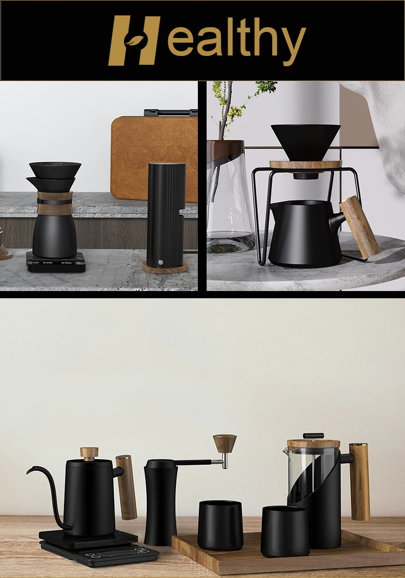 Luxury New Pour Over Drip Coffee Maker Hand Black Ceramic With ...
