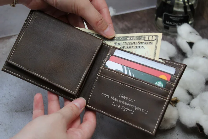 Wholesale Vintage Laser Engraved Pu Leather Money Holder Dad Wallet ...