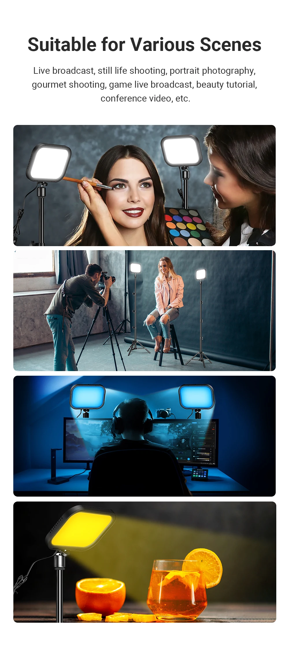 Apexel Dimmable Continuous Portable Photography Lighting LED Light Kit ...