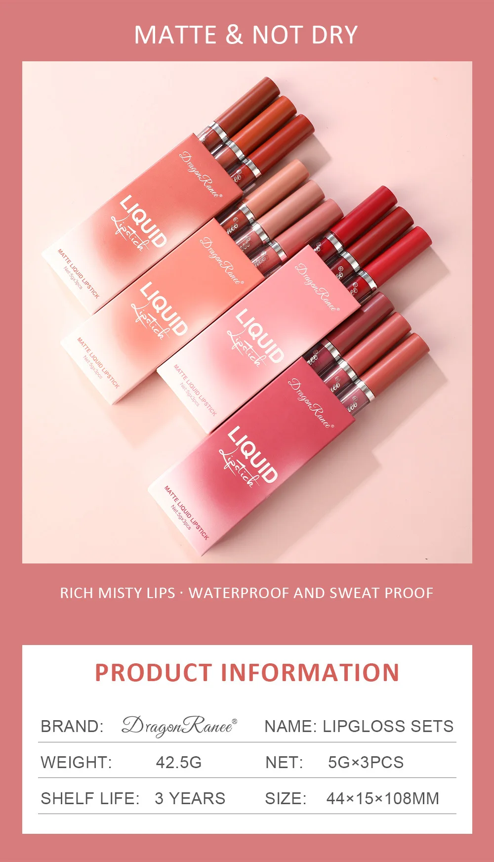 TEAYASON Sexy Red Lip Gloss Set - Matte Velvet Lipstick
